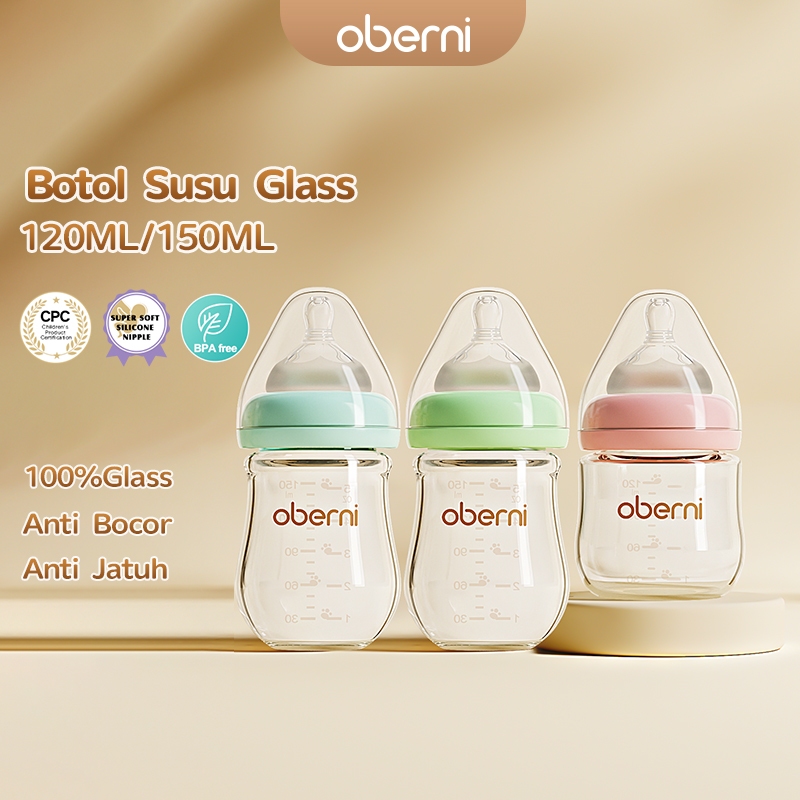 Jual Oberni Botol Susu bayi newborn Botol Kaca Bayi Leher Lebar Botol Susu Bayi Baru Lahir Anti ...