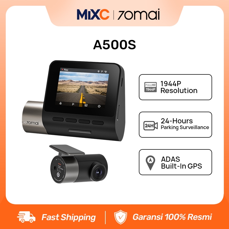 Jual 70mai Dash Cam Pro Plus A500s Set 1944P GPS ADAS(Front +Rear ...