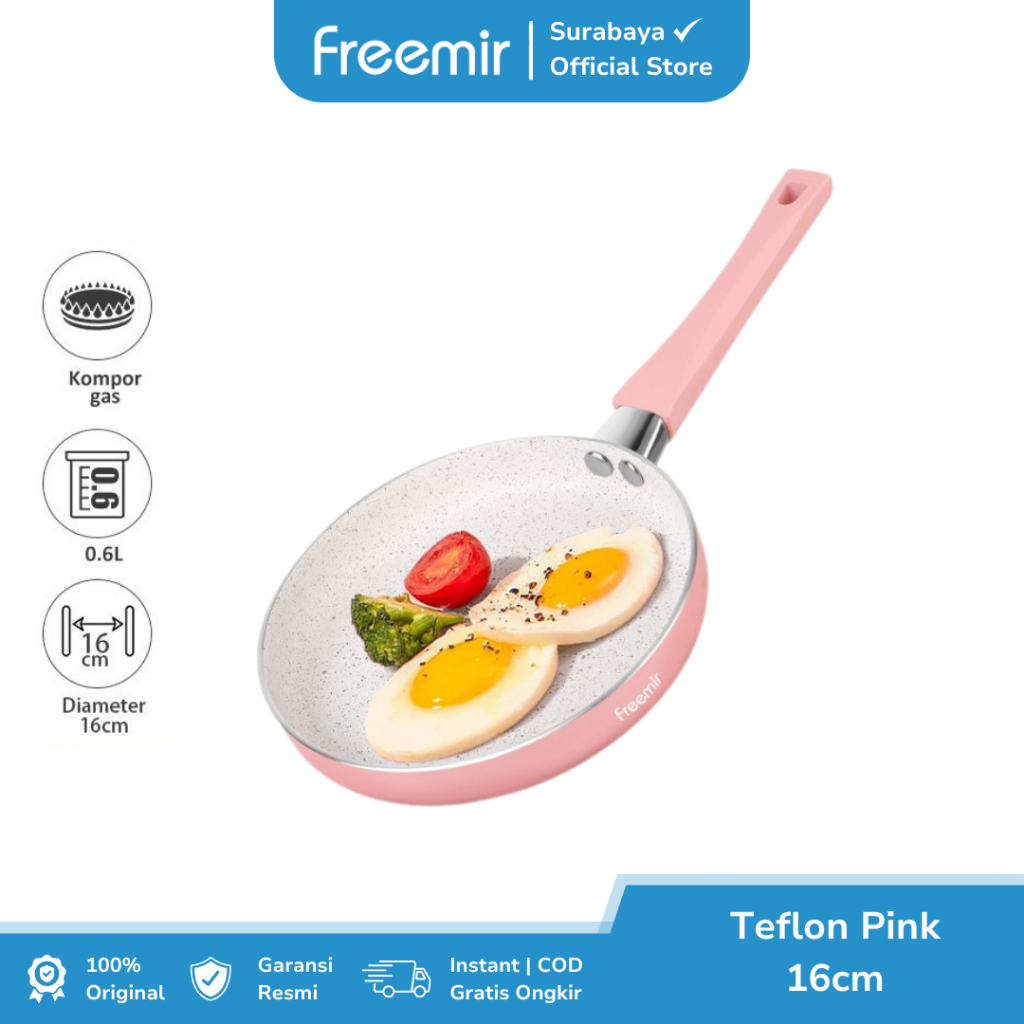Jual freemir Surabaya Teflon Mini 16cm frying pan pink anti lengket ...