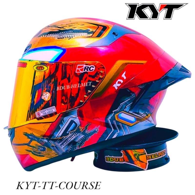 Jual helm full face Kyt tt course motif Ironman paket ganteng 100% Ori kyt baru | Shopee Indonesia