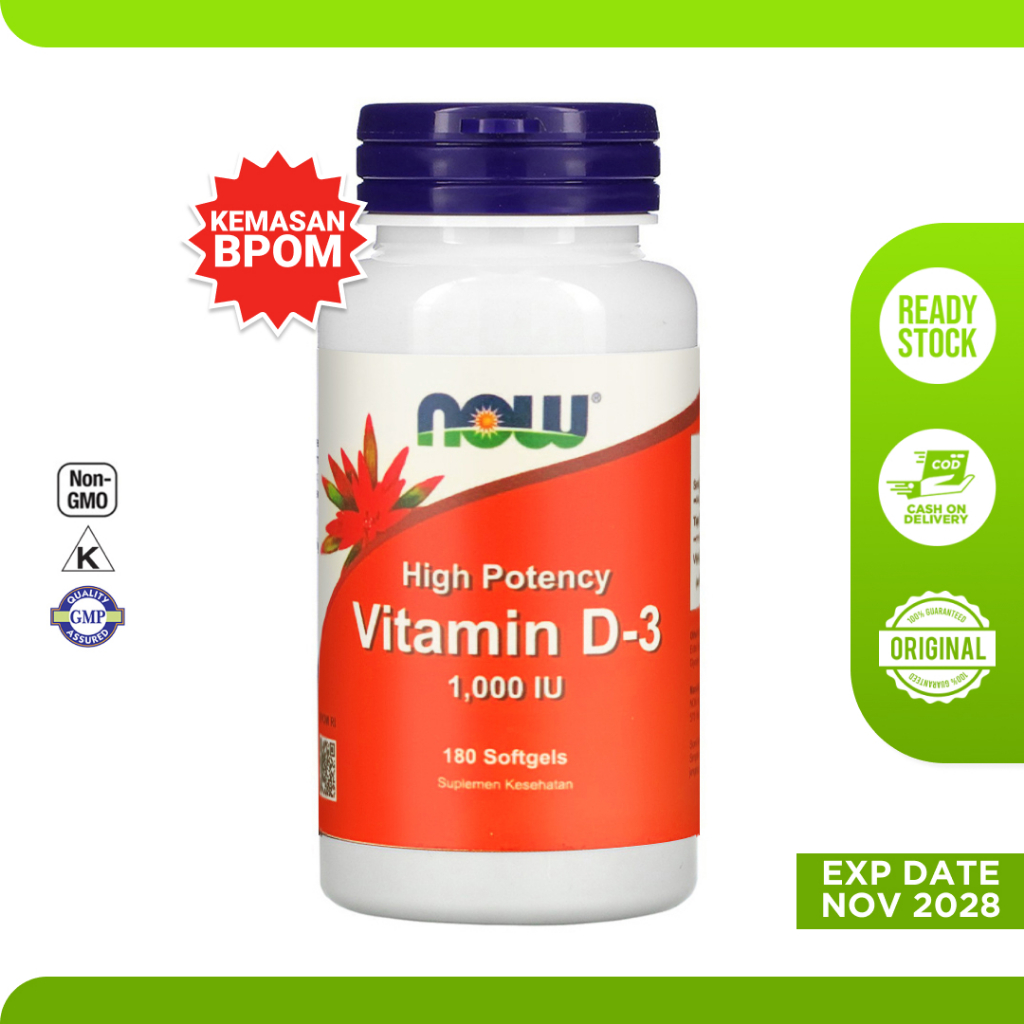 Jual Vitamin Suplemen Now D3 D 3 1000 Iu 180 Softgels Kapsul Tulang 0374