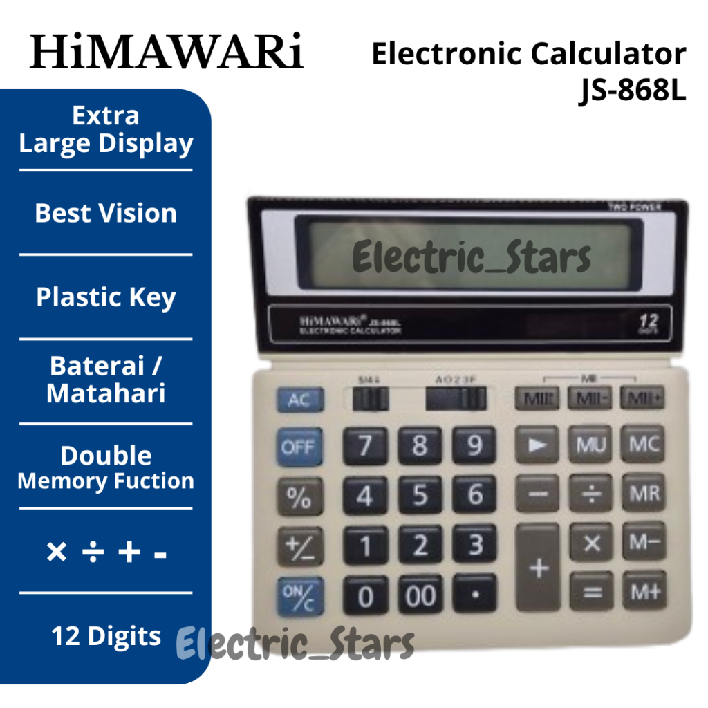 Jual Kalkulator/Calculator 12 Digit 2 Power Best Vision Himawari JS ...