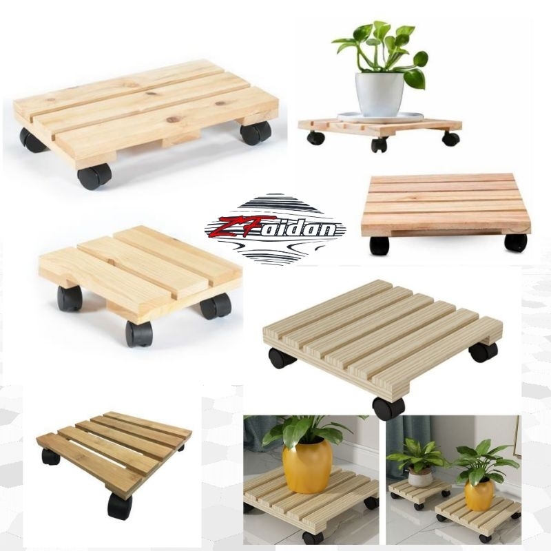 Jual alas pot kayu / alas gas / alas sound / troly kayu dengan roda 1 ...