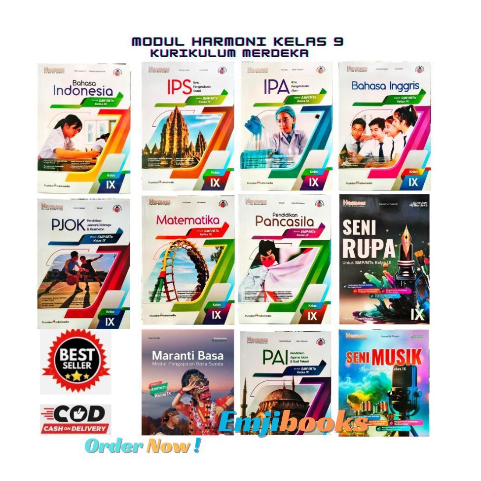Jual Modul Harmoni Kelas 9 / IX SMP MTK Bhs Indonesia Inggris Pancasila PJOK IPA IPS Agama Kur ...