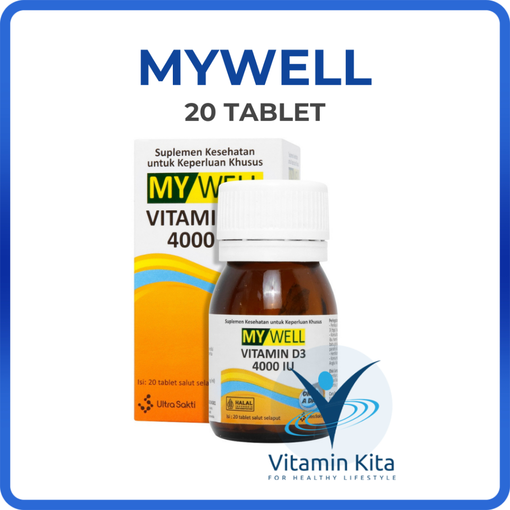 Jual MYWELL VIT D3 4000 IU ISI 20 TABLET | Vitamin D3, Daya Tahan Tubuh ...