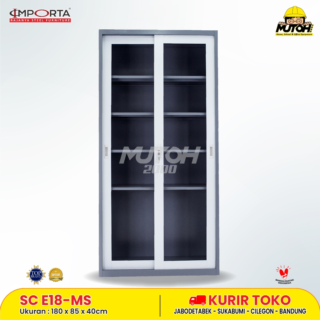 Jual lemari arsip besi IMPORTA SC-E18 MS 2 Pintu Sliding Kaca GESER ...