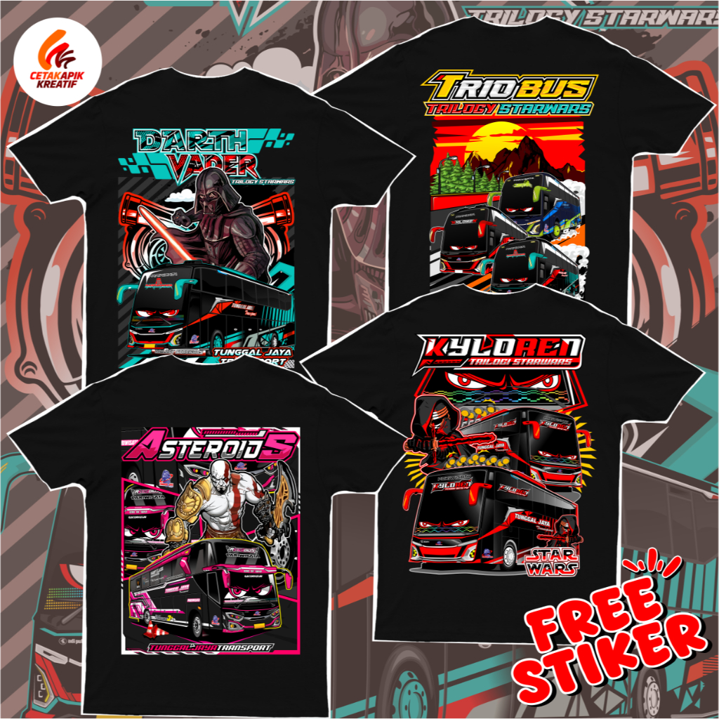 Jual (free sticker + ganci)KAOS BUS TUNGGAL JAYA GANK STROBO MATA ...