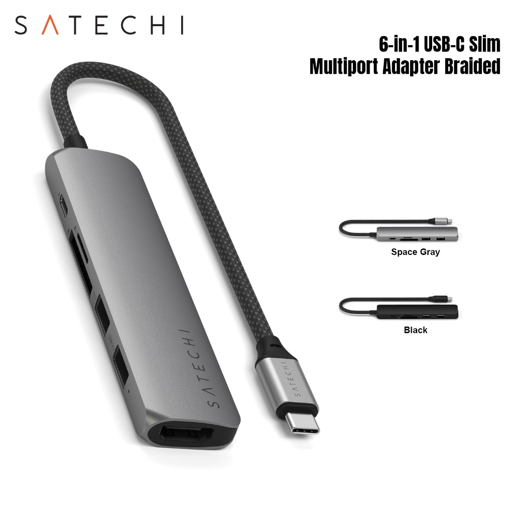 Jual Satechi Converter Hub Adapter 6 in 1 USB C Slim Multiport Adapter 4K HDMI | Shopee Indonesia