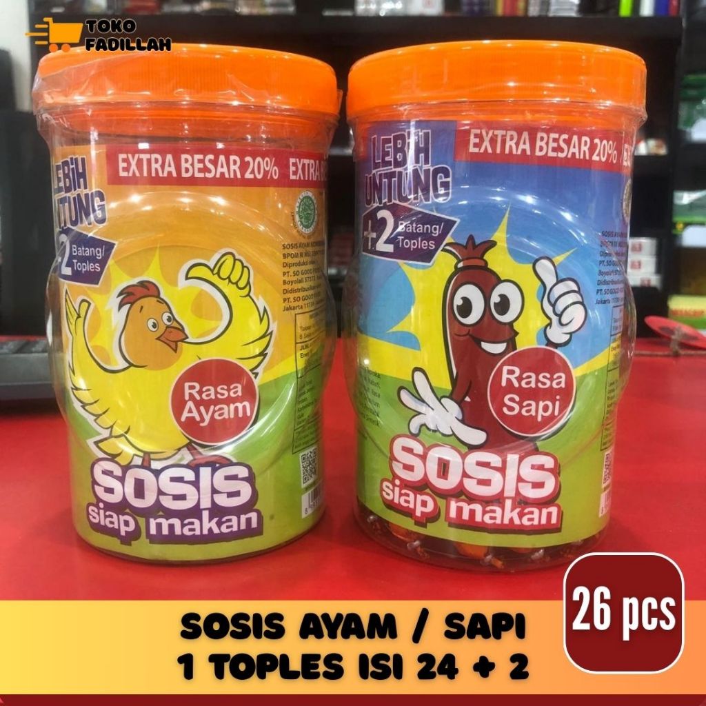 Jual SO NICE Sosis Rasa Ayam & Sapi (isi 26 pcs/toples) | Shopee Indonesia