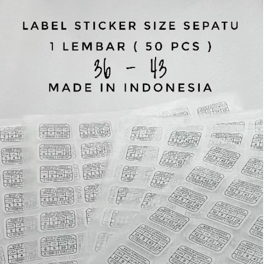 Jual Label Sticker size sepatu / Barcode Sepatu / Made in Indonesia 1 ...