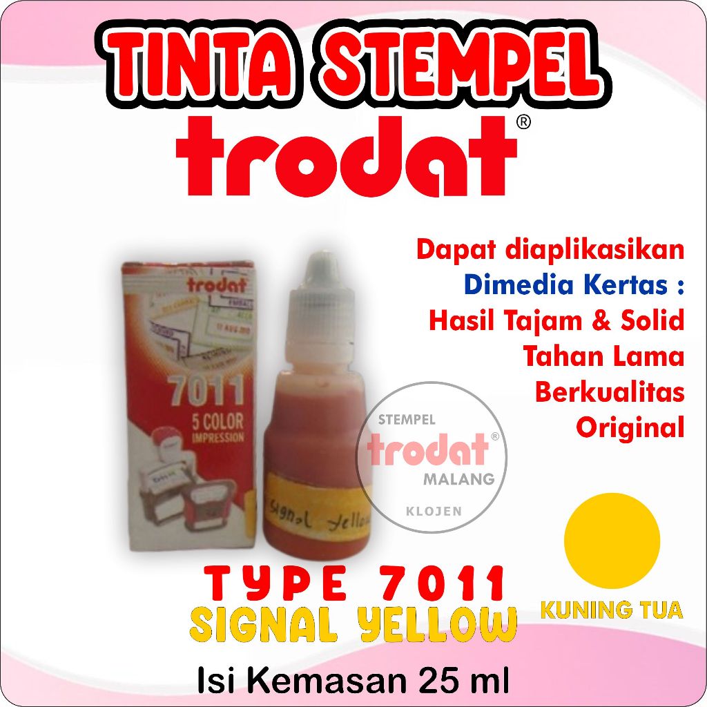 Jual Tinta Trodat 7011 Signal Yellow / Warna kuning / Refil tinta ...