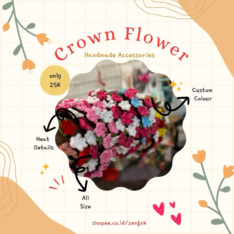 Jual mahkota bunga / Crown Flower / bando bunga / bando kawat bulu ...