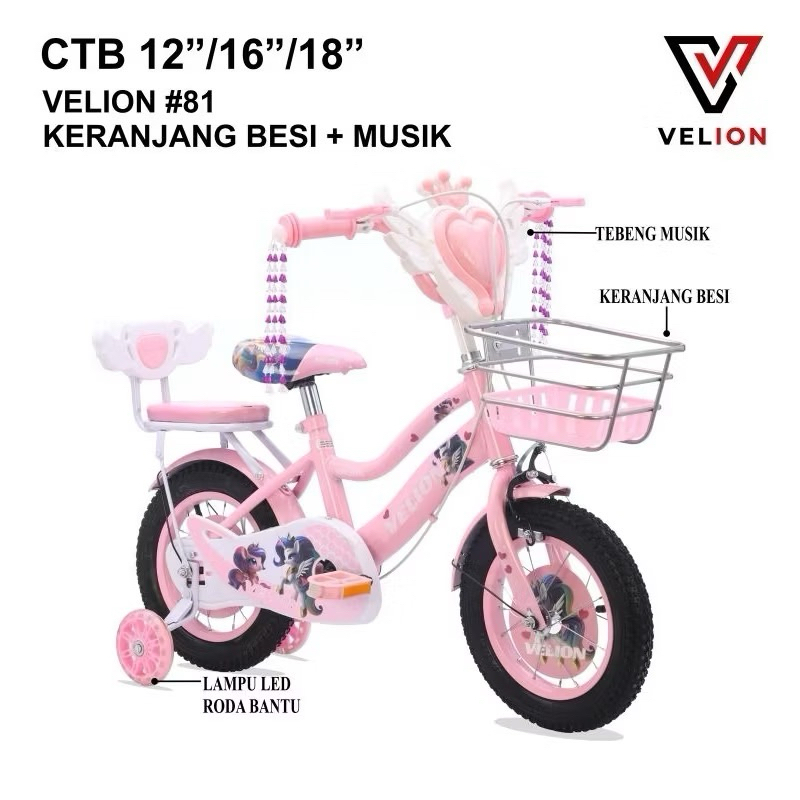 Jual Sepeda Anak Cewek Perempuan Mini Velion musik 12 16 18 inch ...
