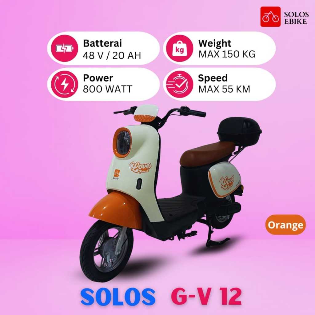 Jual Sepeda Listrik Terbaru Solos GV-12 E-Bike Orange Termurah Garansi ...