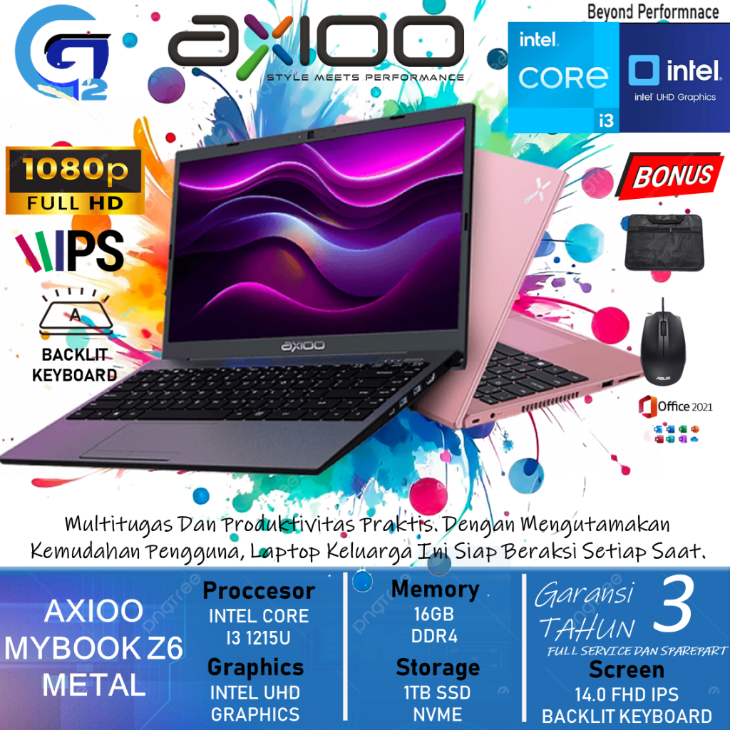 Jual Laptop AXIOO Z6 Metal intel Core i3 1215U 16GB 1TB SSD 14 FHD IPS Backlit Win11Home ...