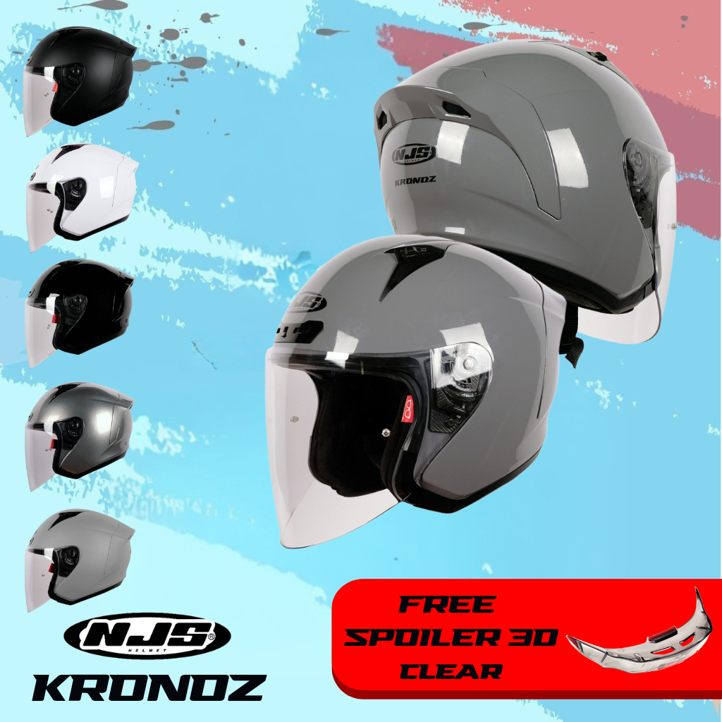 Jual Helm NJS Kronoz Solid Half Face Motorcycle Helmet Free Spoiler ...