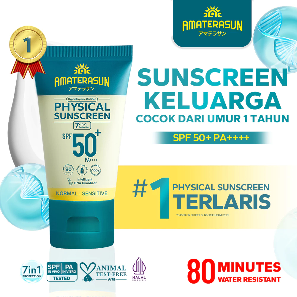Jual AMATERASUN UV Sunscreen Cream SPF 50+ PA++++ / Physical Sunscreen Amaterasun | Shopee Indonesia