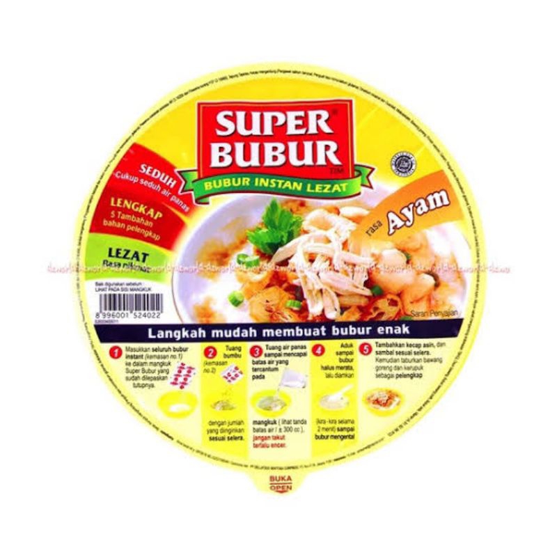 Jual SUPER BUBUR CUP BUBUR INSTANT RASA AYAM | ABON AYAM NETTO 64 GR ...