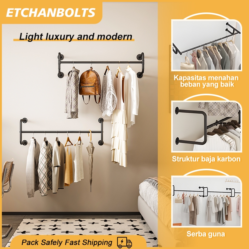 Jual ETCHANDBOLITS Gantungan dindin-Mounted Pakaian Batang-Tabung ...