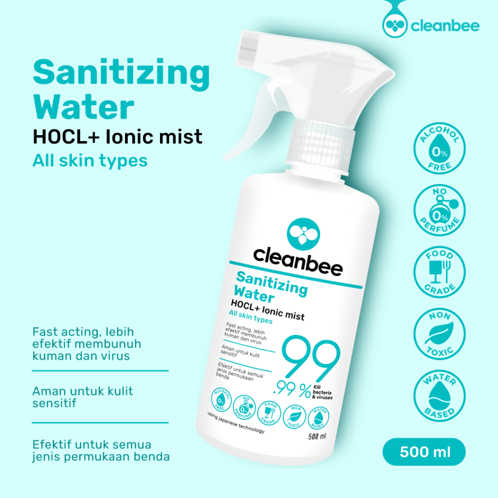 Jual Cleanbee HOCL Food Grade Sanitizing Water Hypoallergenic for all skin types 500ML Facial ...