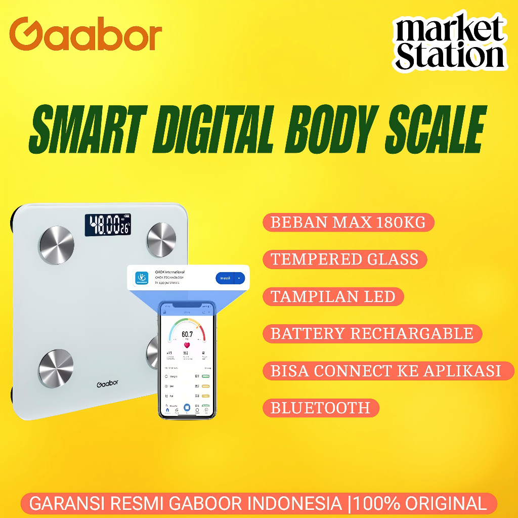 Jual Gaabor Smart Digital Fat Scale Layar LED Timbangan Komposisi Tubuh ...