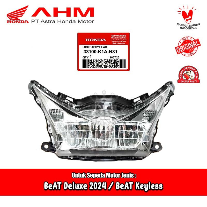 Jual Reflektor Lampu Depan Honda BeAT Deluxe LED 2024 BeAT Keyless Original AHM 33100-K1A-N81 ...