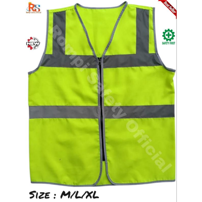 Jual ROMPI SAFETY BAHAN DRILL TANPA KANTONG / SAFETY VEST /ROMPI PROYEK ...