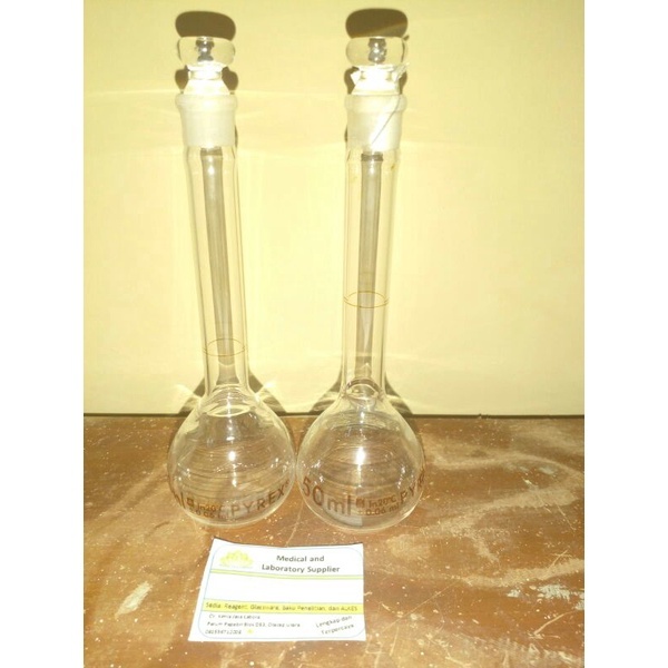 Jual labu ukur, volumetric flask 50 ml pyrex | Shopee Indonesia
