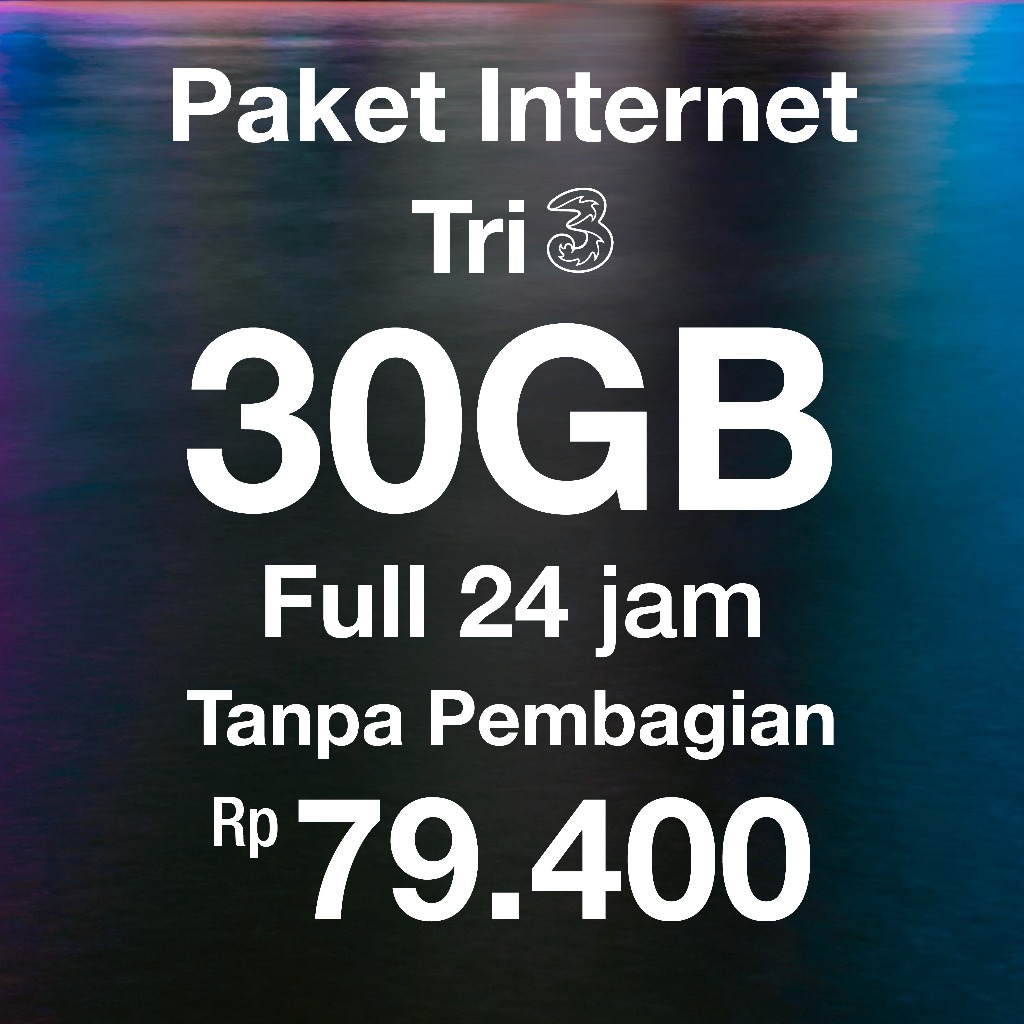 Jual Kuota Data Tri 30GB 30 GB 11GB 14GB 18GB 42GB 55GB 100GB 7GB Happy Paket Internet Three 3 ...