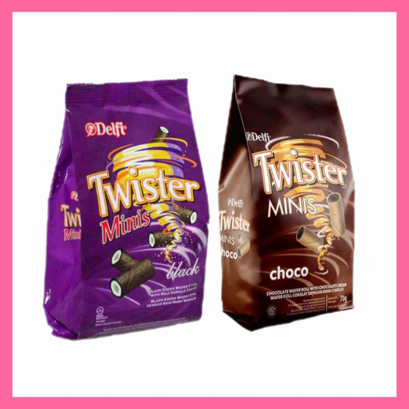 Jual Twister minis wafer roll cokelat choco black vanila 70gr | Shopee ...