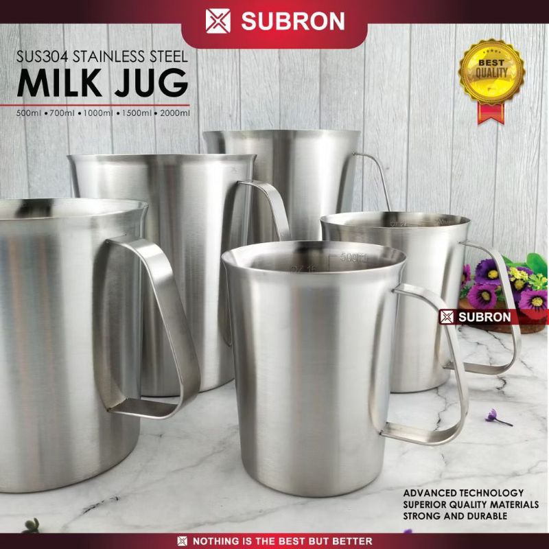 Jual Milk Jug Pitcher Stainless Steel MJ304-1L SUS 304 1000ML atau 1 Liter Gelas Ukur Takar ...