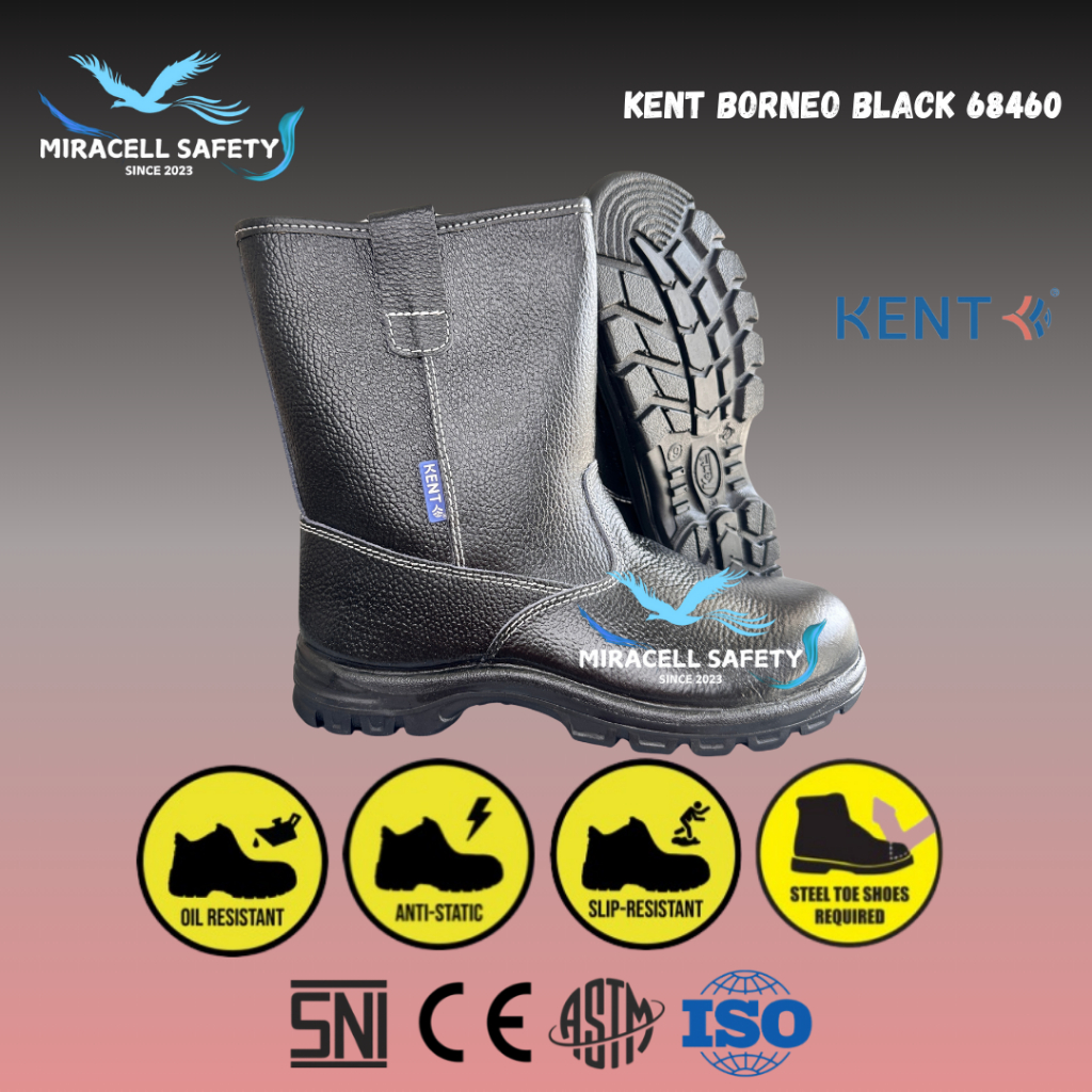 Jual (BONUS KAOS KAKI) SEPATU SAFETY KENT BORNEO HITAM/BLACK 68460 ...