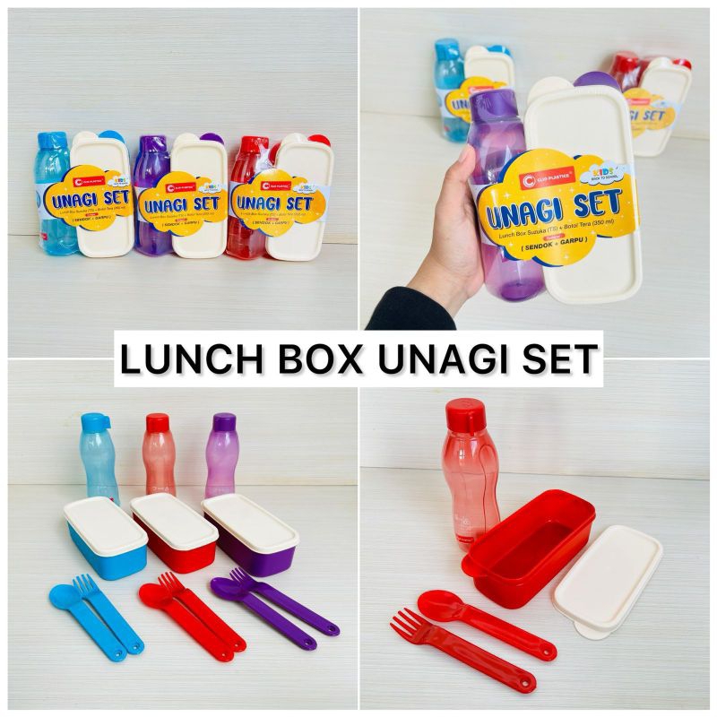 Jual Mrz Lunchbox UNAGI SET BOTOL MINUM 350ml free sendok garpu | Shopee Indonesia