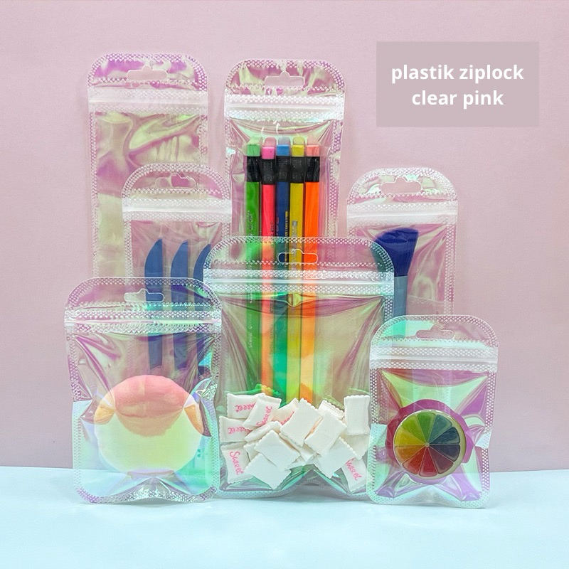 Jual [10 PCS] Plastik Ziplock Clear Pink kemasan warna warni ...