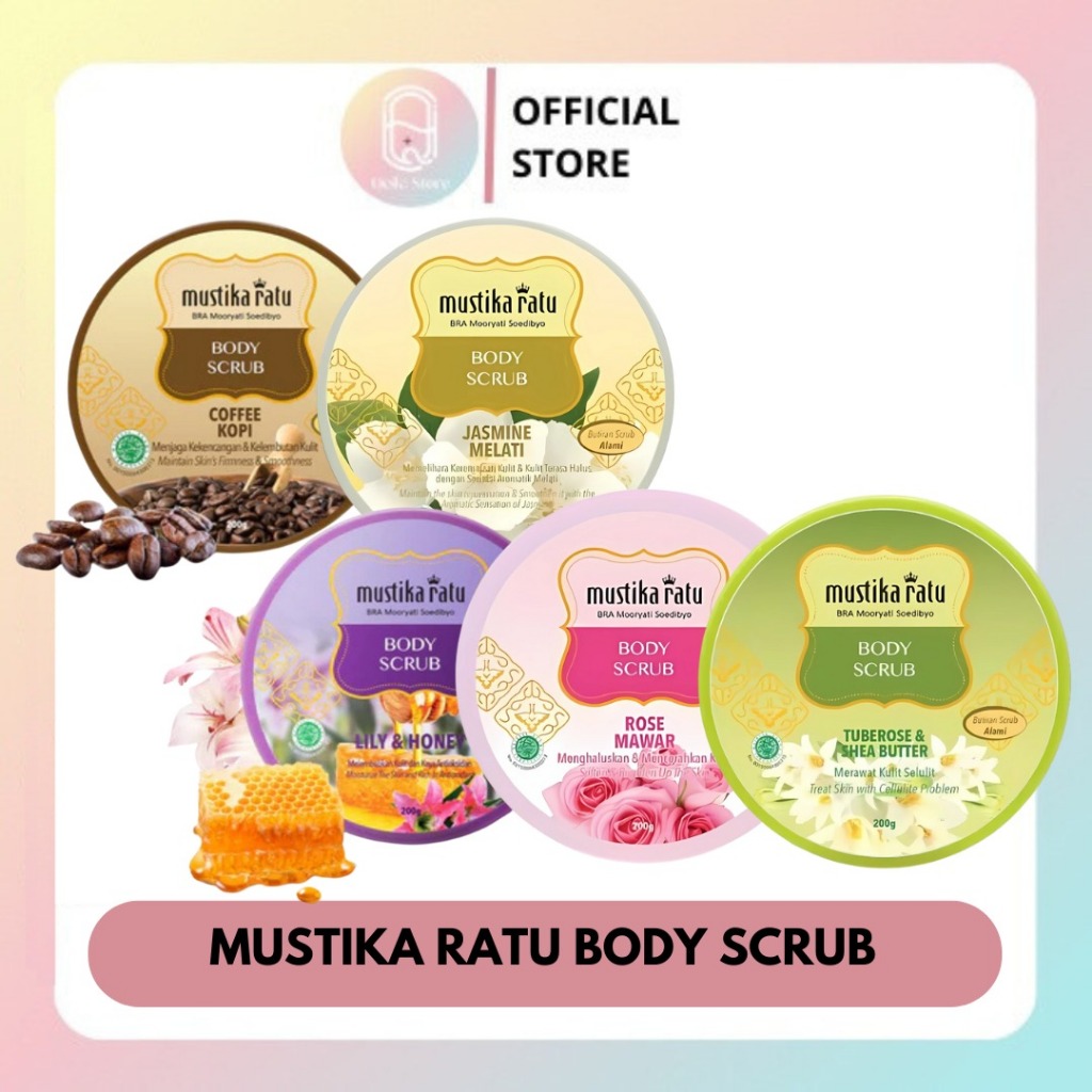 Jual QEILA - Mustika Ratu Body Scrub 200 gram | Pepaya | Zaitun | Rose ...