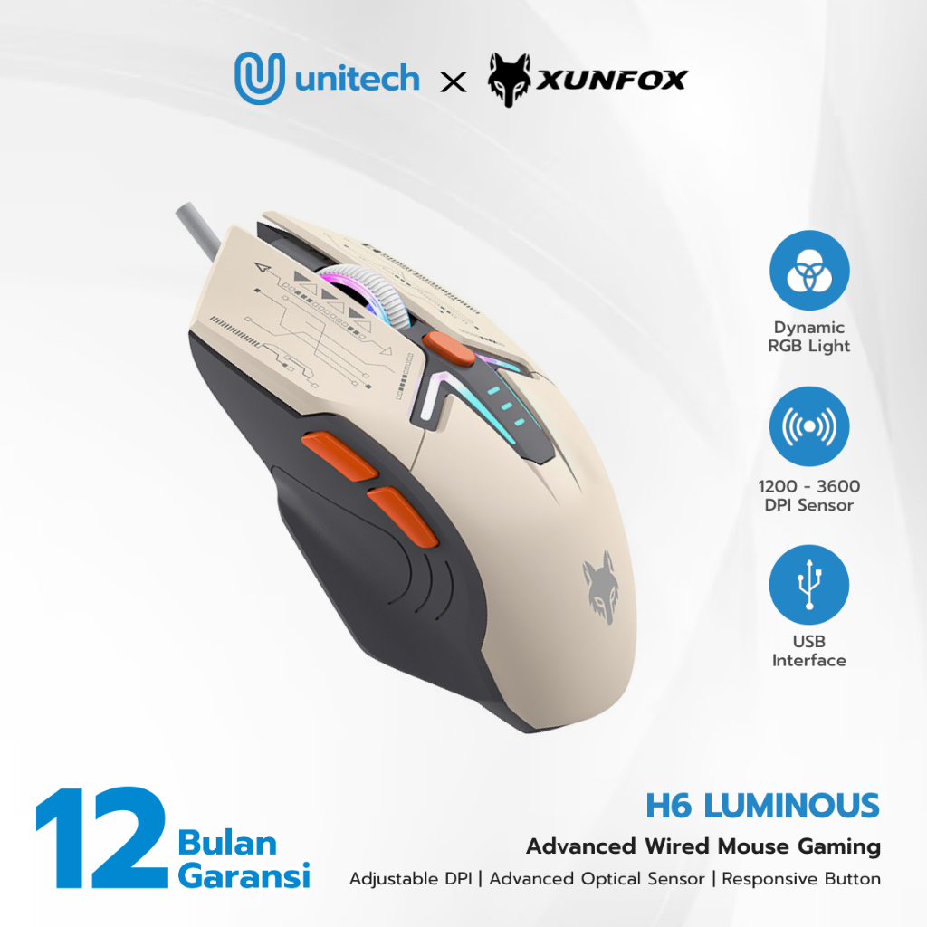 Jual Gaming Mouse Kabel USB XunFox H6 3600 DPI RGB Light Ergonomic ...