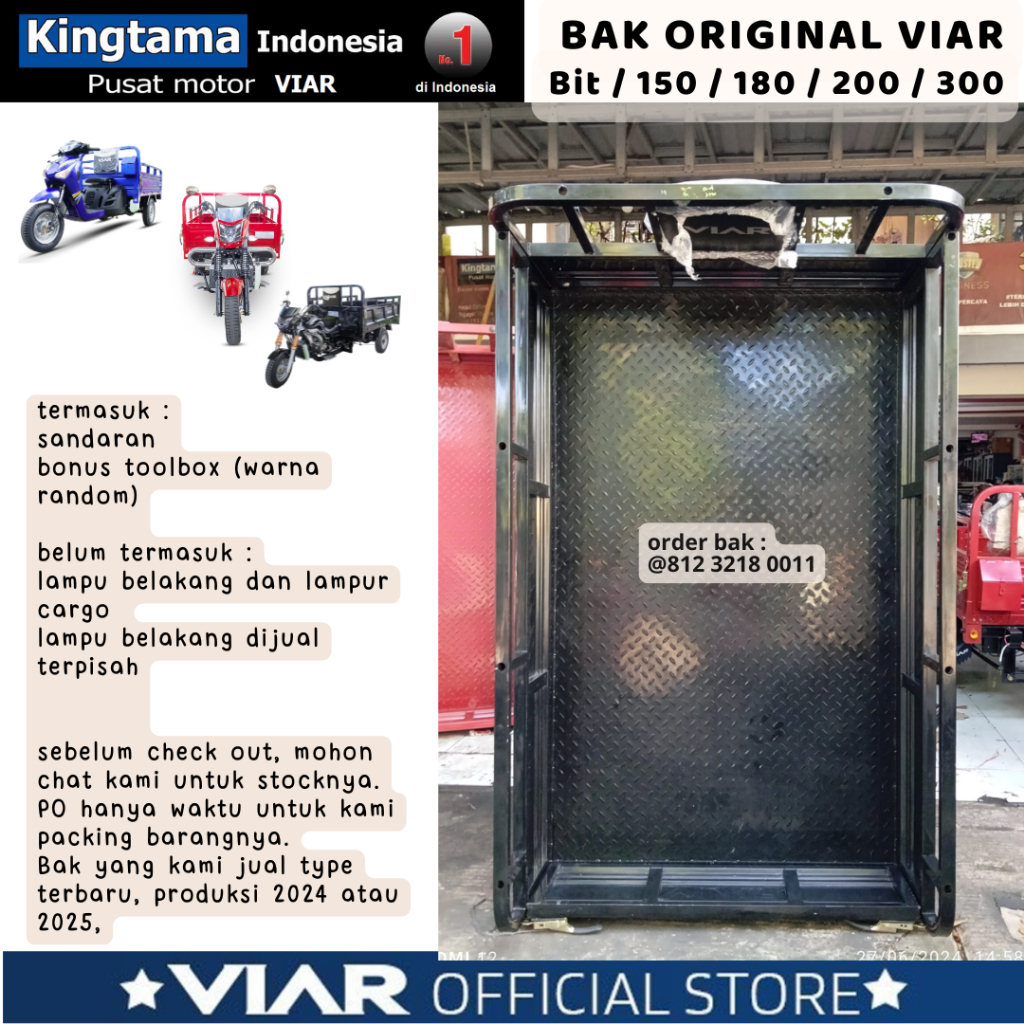 Jual BAK ORI KARYA 200L (PANJANG 200cm) VIAR MOTOR RODA TIGA | Shopee ...