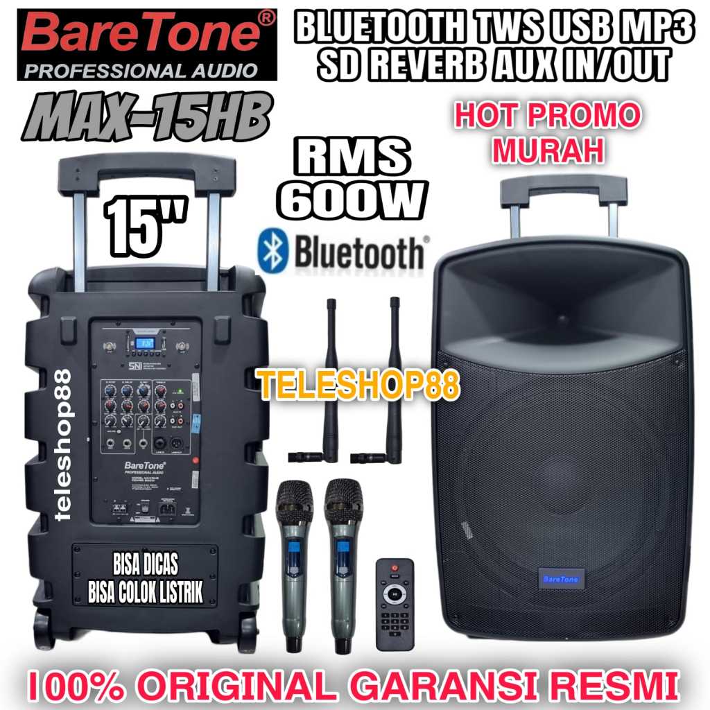 Jual Speaker Portable Meeting 15 Inch Baretone MAX15HB Tws Bluethooth ...