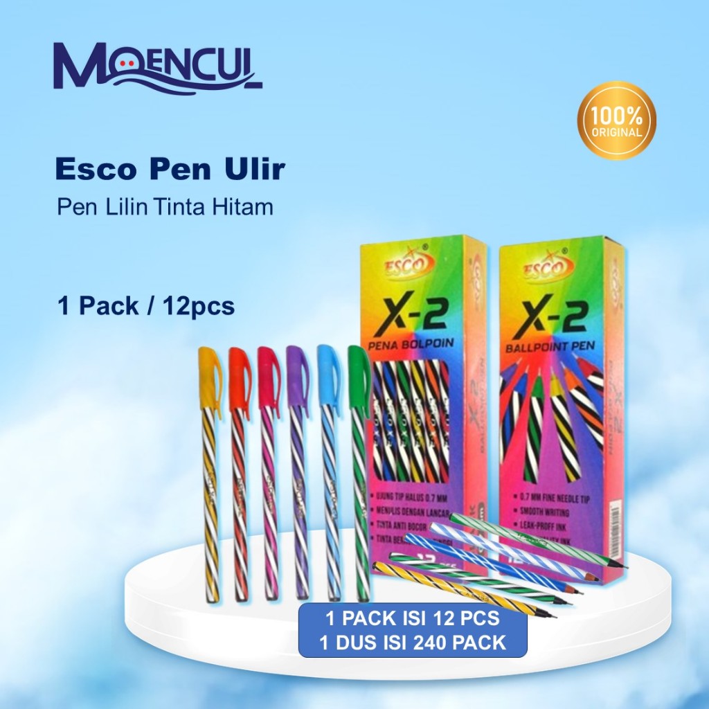 Jual Pulpen Esco Mirip Stark 1 Pack isi 12 Pcs | Ballpoint Lilin Tinta Hitam | Pen Lilin | Pen ...