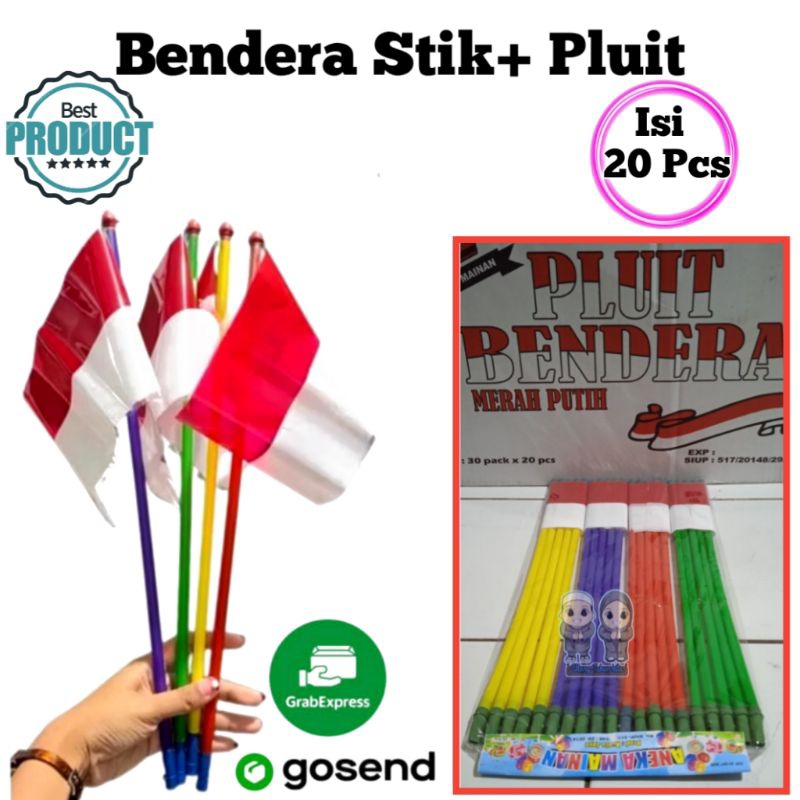 Jual (Isi 20 pcs)Bendera Stik merah putih Pluit,Bendera stik merah ...