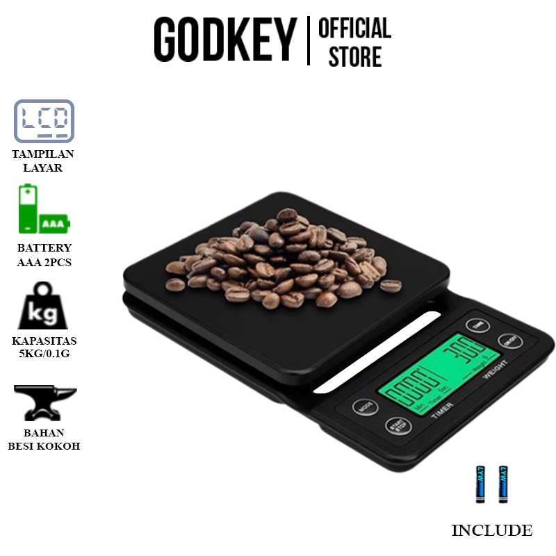 Jual KFC-3 Timbangan Kopi Digital 5kg / 0.1gr Free Baterai Timer Scale ...