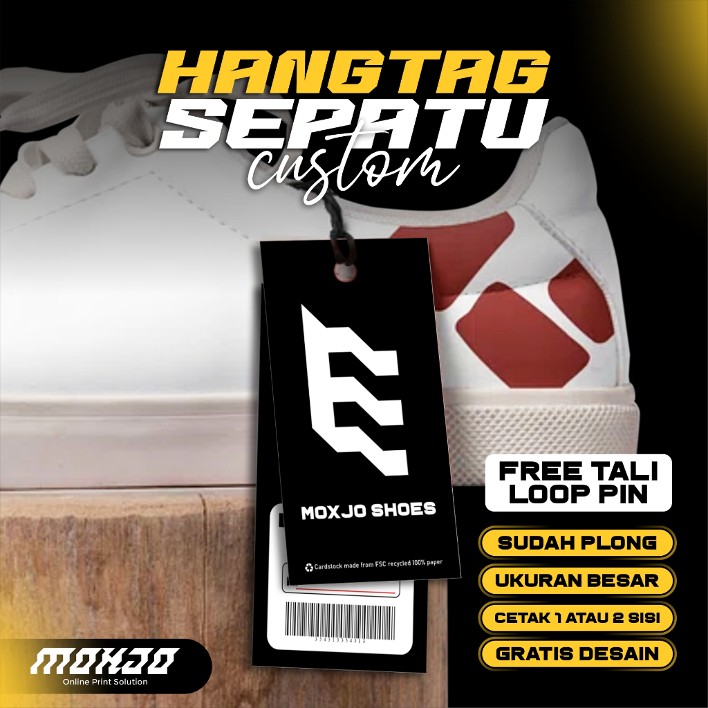 Jual HANGTAG SEPATU CUSTOM DESAIN CETAK 2 SISI GRATIS TALI LOOPIN ...