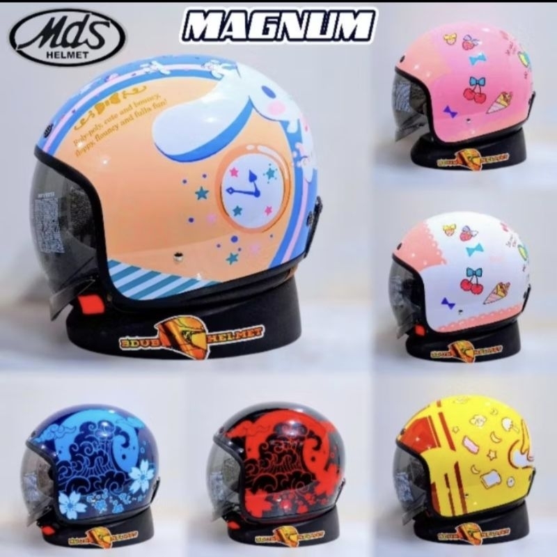 Jual Helm retro Mds Magnum Motif kekinian Sni Original | Shopee Indonesia
