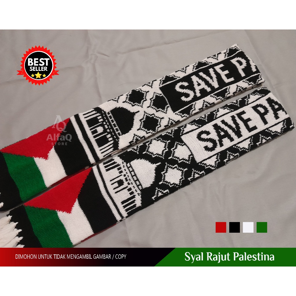 Jual SYAL PALESTINA, syal rajut palestina indonesia motif kufiyah, syal ...