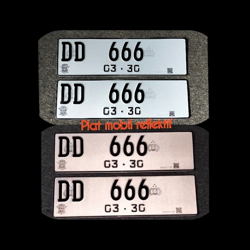 Jual plat mobil reflektif barcode font terbaru sepasang depan belakang ...