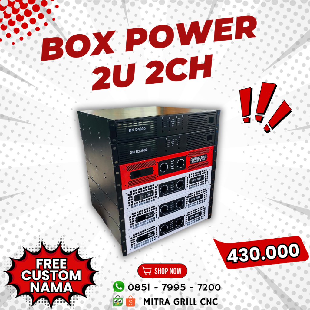 Jual Box Power 2u 2ch bisa custom nama - box power rakit sendiri - box power amplifier - box ...