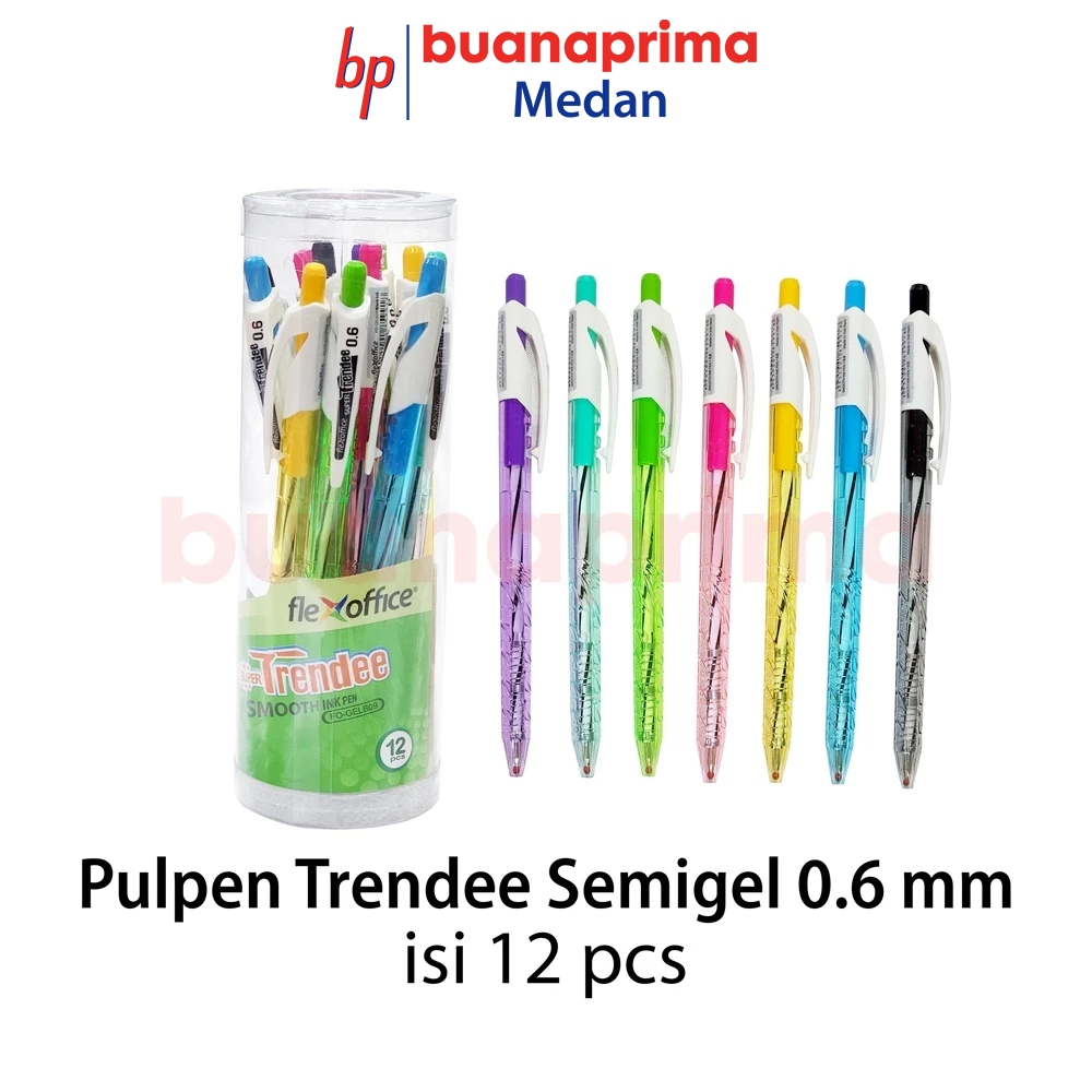 Jual Pulpen FLEXOFFICE TRENDEE Semi Gel 0.6 mm isi 12 pcs Pen Ballpoin ...