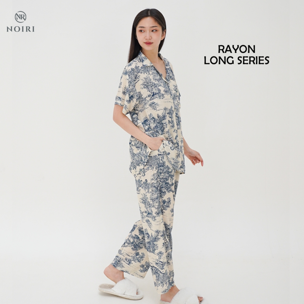 Jual NOIRI - Rayon Premium Lengan Pendek Celana Panjang Piyama Wanita Rayon Viscose Motif Piyama ...
