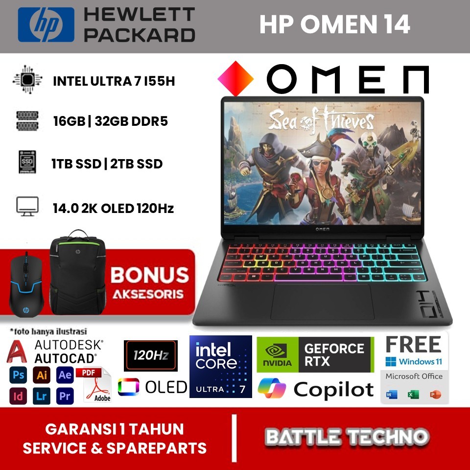 Jual Laptop Gaming Terbaru Hp Omen Transend 14 Intel Ultra 7 155H Ram ...