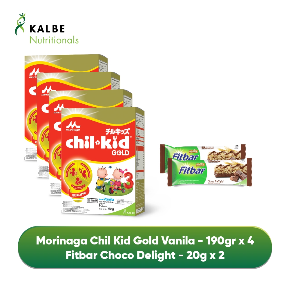 Jual Paket Morinaga Chil Kid Gold Vanila 190g - isi 4 dan 2 Fitbar ...